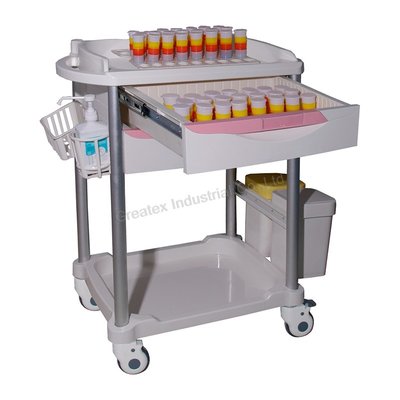 Hospital Clinic Rolling Beauty Salon Trolley 2 Medium Drawers 3*3 Separator Inside