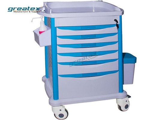 Five Drawers Plastic Medical Trolley , Mobile Medical Carts Patient Ward Room