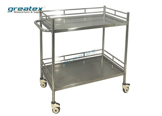 Movable Stainless Steel Food Trolley Hospital 2 / 3 Ties Optional Size With Wheels