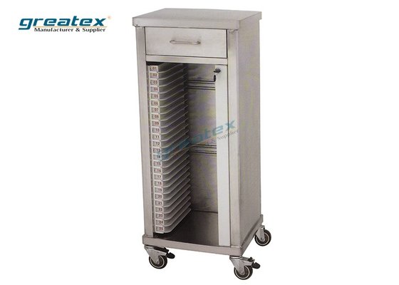 Single / Double Rows Stainless Steel Medical Trolley For Hospital Patient Record Storage
