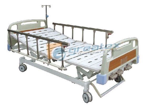 Folding Metal Hospital Manual Bed Three Cranks Fodable Hospital Bed