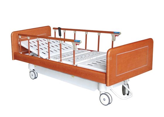 Home Nursing Electric Hospital Bed , Wooden Hospital Bed With Guardrails
