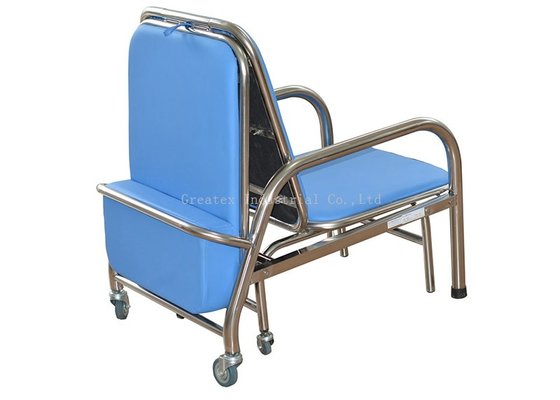 Manual Foldable IV Infusion Chairs , Mobile Hospital Attendant Bed With Wheels