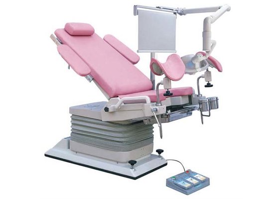 Safe Reliable Labor Delivery Bed Table Pink Color Equip With Shadowless Lamp