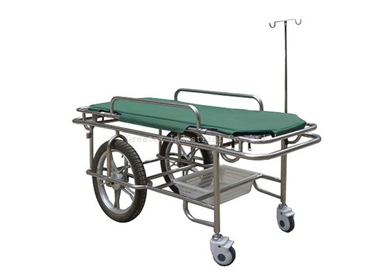 Height Fixed Ambulance Stretcher Trolley 180kg Load Capacity Two Large Wheels