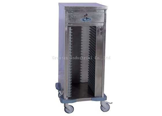 Single / Double Rows Stainless Steel Medical Trolley For Hospital Patient Record Storage