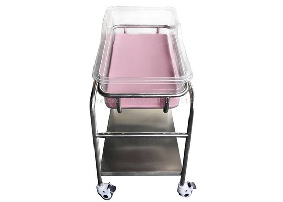 Stainless Steel Hospital Baby Crib Tilting Cradle Adjustable With Sponge Mattress