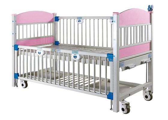 Movable Pediatric Hospital Bed , Metal / ABS Hospital Cot Bed With Manual 2 Crank