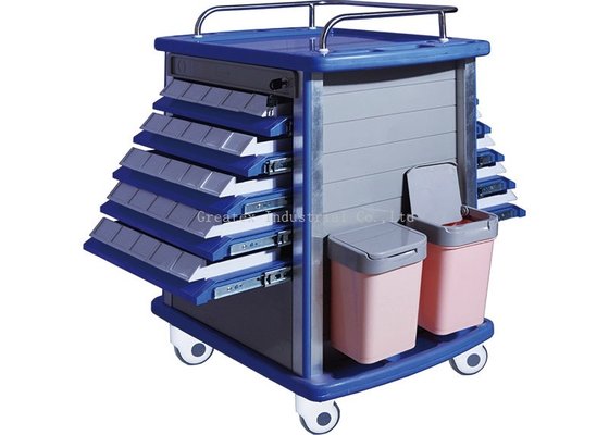 Double Side Emergency Medication Trolley Reliable With Four Aluminum Columns