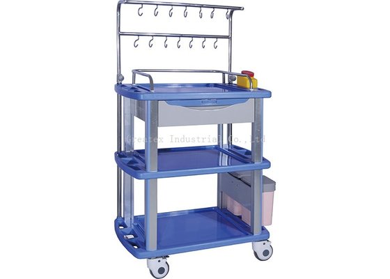 1 Drawer Plastic Medical Trolley IV Treatment Single / Double Row Frame