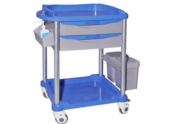 Hospital Furniture Plastic Medical Carts 750mm * 475mm * 920mm With Dustbins