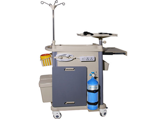 5 Drawers Plastic Medical Trolley Cart IV Pole Specially For Emergency Room