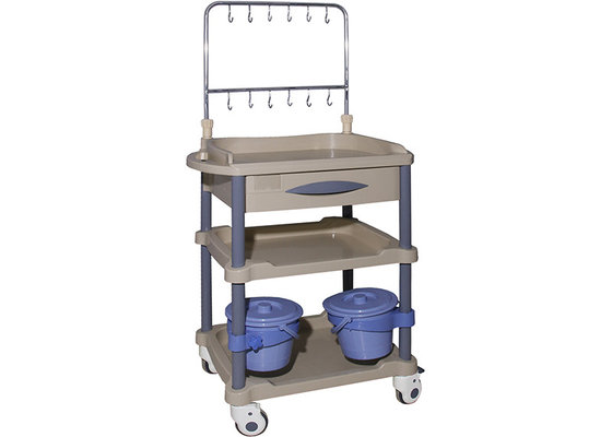 High Strength Plastic Medical Trolley With Drawers , Hospital Emergency Cart