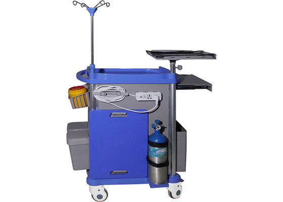 Blue Color Plastic Medical Trolley High Durability Aluminum Alloy Frame