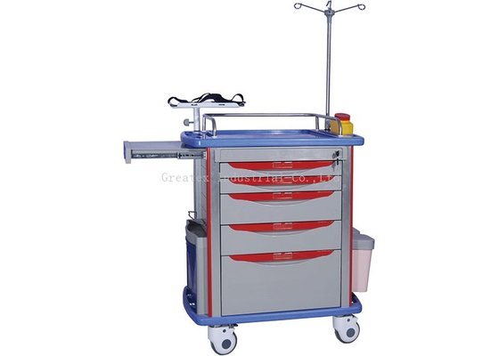 Durable Hospital Emergency Trolley Stainless Steel Guard Rail With File Bag