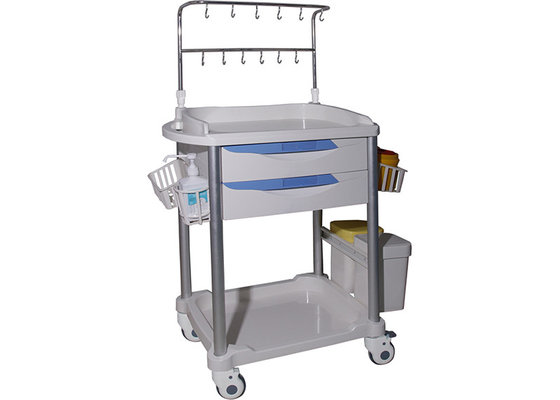 Infusion Treatment Plastic Medical Trolley With Bottle Hangers / IV Hookers