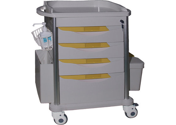 Adjustable 10 Bins ABS Anesthesia Cart , Medical Storage Carts With Wheels