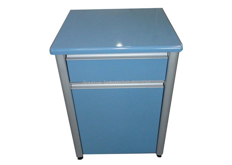 One Drawer Hospital Ward Furniture Wooden Body Plus Aluminium Alloy Column