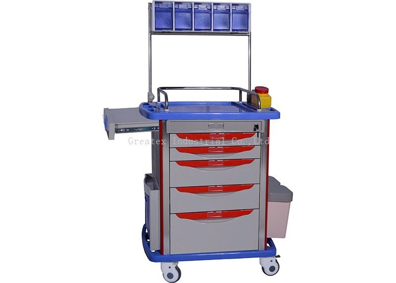 ABS Plastic Medical Trolley With Anesthesia Bridge Frame / Medicine Containers