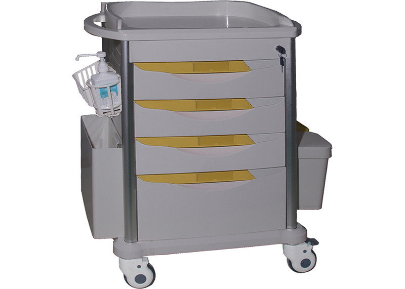 Adjustable 10 Bins ABS Anesthesia Cart , Medical Storage Carts With Wheels
