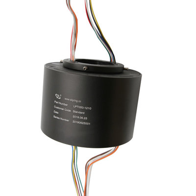 crane slip ring 12 circuit 10A aluminum alloy sandblasted black oxide perforation diameter 50mm through hole slip ring
