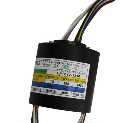 through hole slip ring 12 circuit 10A precious metal contact via diameter 12.7mm rotary joint slip ring