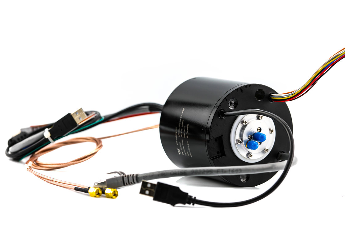 Hybrid Slip Ring Transferring HF, USB and Ethernet Signal with Solid Shaft for Video Surveillance