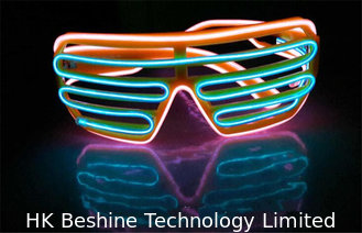 2 * AAA Battery Operated Neon Shutter Framed Equalizer EL Glasses With Two Different Wire Colors