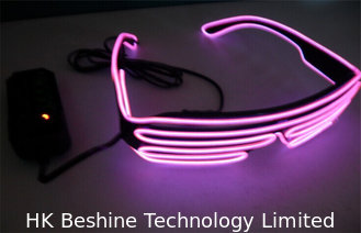 Pink Light Illuminated El Wire Sunglasses Festival Head - Wear With 2AAA Battery Pack
