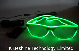 Neon Transparent Green Lighting El Wire Sunglasses / LED Light Up Sunglasses
