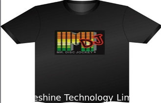 DJ Dance Electroluminescent Products Black T-Shirt With EL Equalizer Panel Lighting