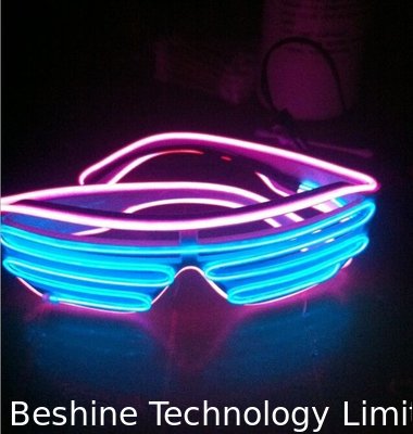 2 * AAA Battery Operated Neon Shutter Framed Equalizer EL Glasses With Two Different Wire Colors