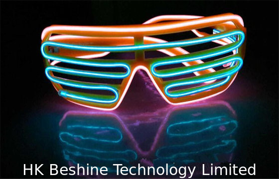 2 * AAA Battery Operated Neon Shutter Framed Equalizer EL Glasses With Two Different Wire Colors
