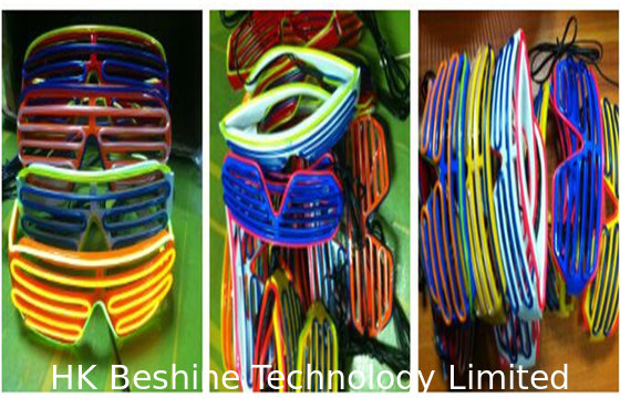 2 * AAA Battery Operated Neon Shutter Framed Equalizer EL Glasses With Two Different Wire Colors