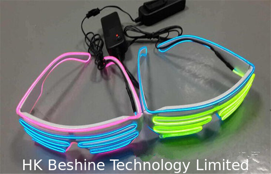 Sound Activated Light Up Double EL Wire Sunglasses / Illuminati Glasses Flashing