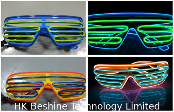 Sound Activated Light Up Double EL Wire Sunglasses / Illuminati Glasses Flashing