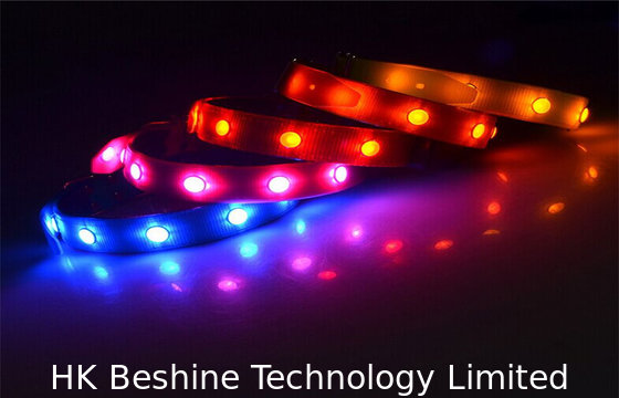 Durable Solar Pink Led Pet Collar USB Safety Lighted Dog Collars Glowing In Dark