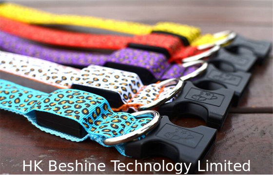 Leopard Printed Blue Lighting Led Dog Collars S M L Size Adjustable
