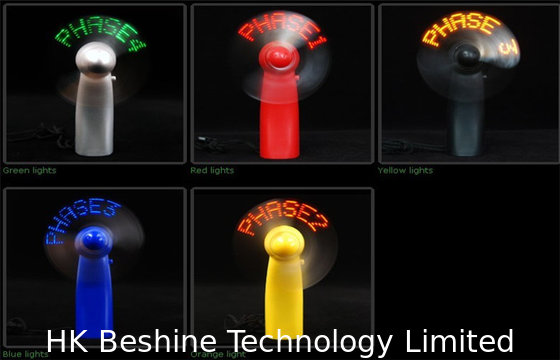 Colorful Shinning Hand Held Programmable LED Fan With Letters / LOGO Customized