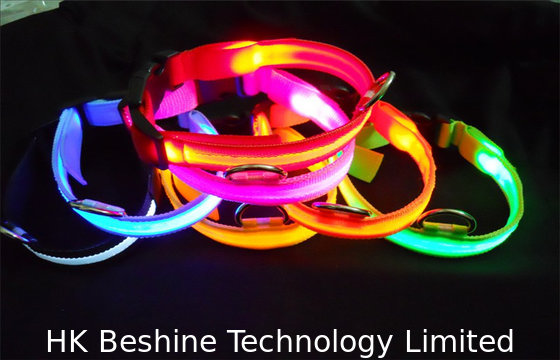 Fluorescent Webbing Glow In The Dark Pet Safe Collar Green , LED Cat Collar