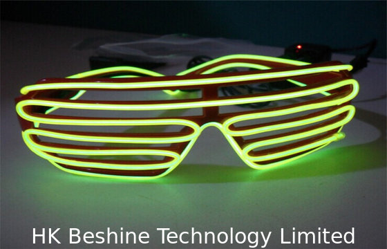 Super Bright Yellow Light Up Shutter Shade El Wire Sunglasses For Men / Women
