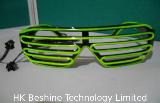 Green Full Frame Lighting EL Wire Sunglasses With DC 3V 2AA Battery Inverter