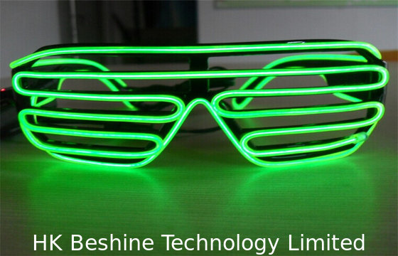 Green Full Frame Lighting EL Wire Sunglasses With DC 3V 2AA Battery Inverter