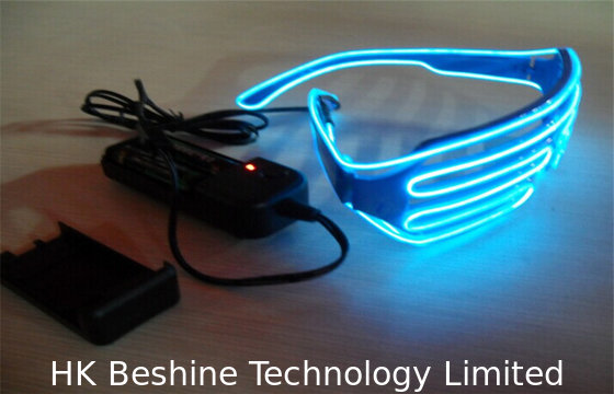 Plastic Shutter Frame Blue EL Wire Sunglasses For Dancing Party / EL Wire Glasses