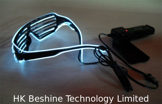 Shutter Shades White Color El Wire Sunglasses Controlled By 2 CR2032 Battery