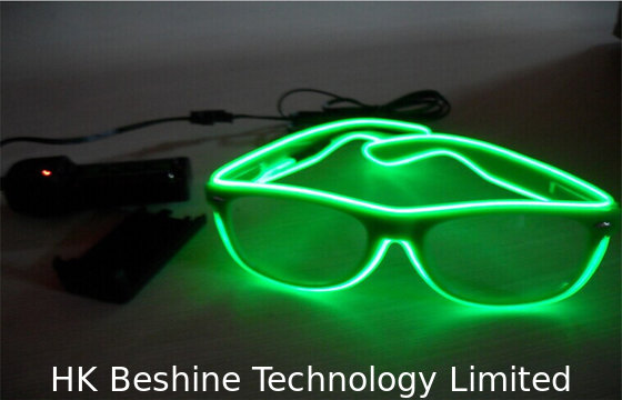 Neon Transparent Green Lighting El Wire Sunglasses / LED Light Up Sunglasses