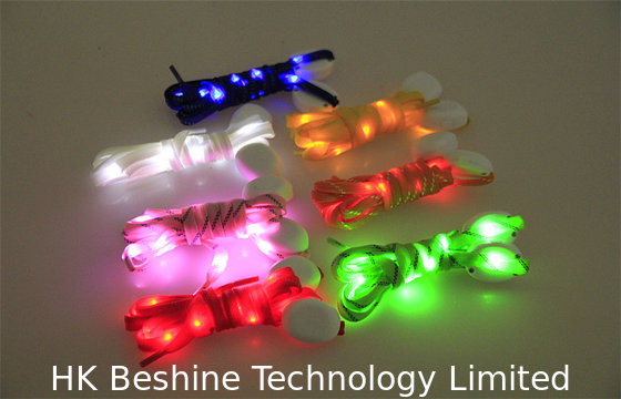 Celebration Halloween Decorative Multi Color LED Light Shoelaces / Belt With Logo Printing