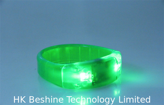 Mix Color PS PVC LED Glow  Sound Activated Bracelets For Women Powered With Coin Battery CE ROHS