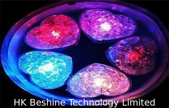 Heart Shaped Liquid Activated Poly-chrome LED Blinking Ice Cube For Wedding