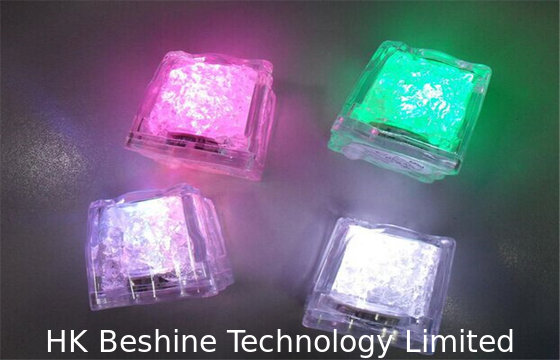 PS Plastic Glowing LED Ice Cube With On Off Button For Bar / Night Club Ornaments